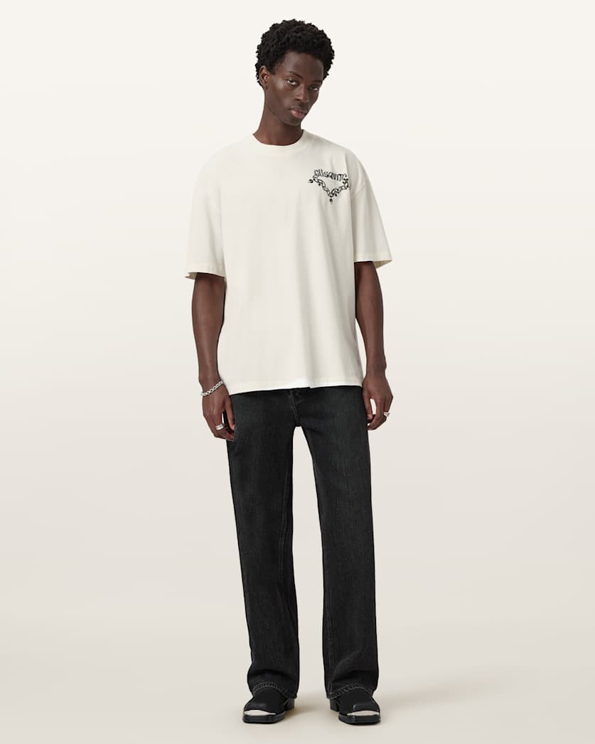 Drip Short Sleeve Oversized T-Shirt Chalk White | ALLSAINTS US